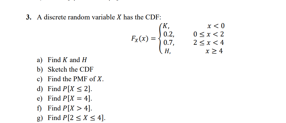 Solved A discrete random variable x ﻿has the | Chegg.com