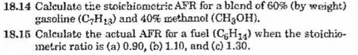 Solved 18.14 Calculate the stoichiometric AFR for a blend of | Chegg.com