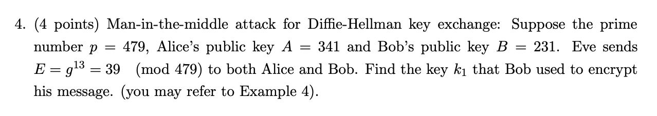Example 4. Man-in-the-middle attack | Chegg.com