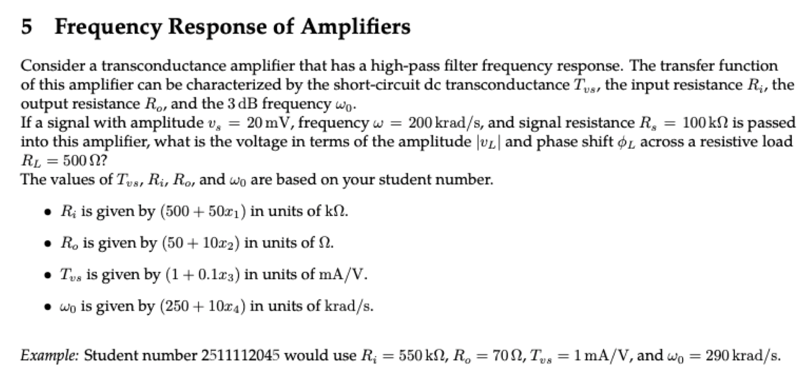 Solved use example values for all variables Provide | Chegg.com
