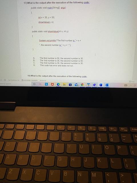20) What the foowing program display? public class | Chegg.com