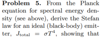 Solved the Planck equation for spectral energy density 8thf3 | Chegg.com