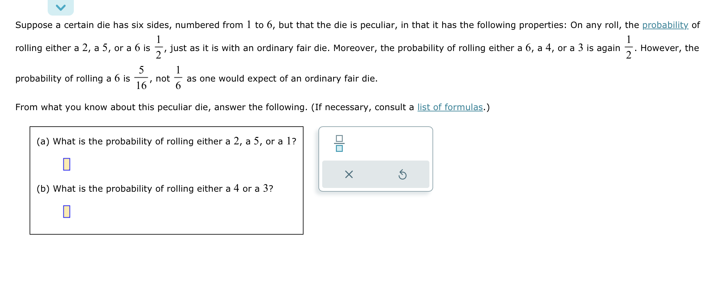 Solved Suppose a certain die has six sides, numbered from 1 | Chegg.com