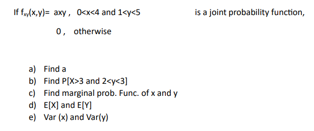 Solved If xyE[x]E[Y]Var(x)Var(y)2c1is ﻿a joint probability | Chegg.com