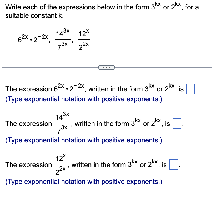 Solved Write each of the expressions below in the form 3kx | Chegg.com