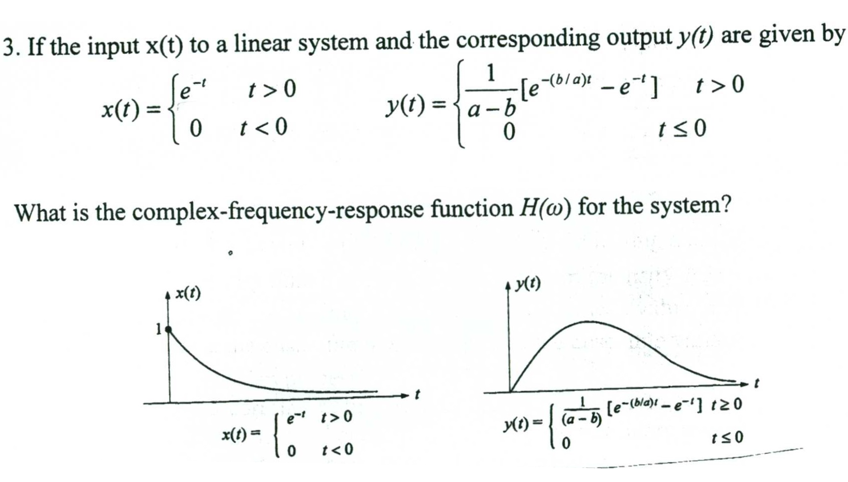 Solved 3. If the input x(t) to a linear system and the | Chegg.com