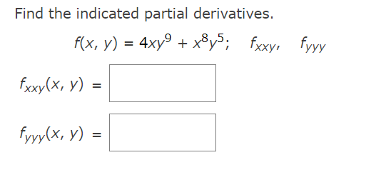 Solved Find the indicated partial derivatives. | Chegg.com
