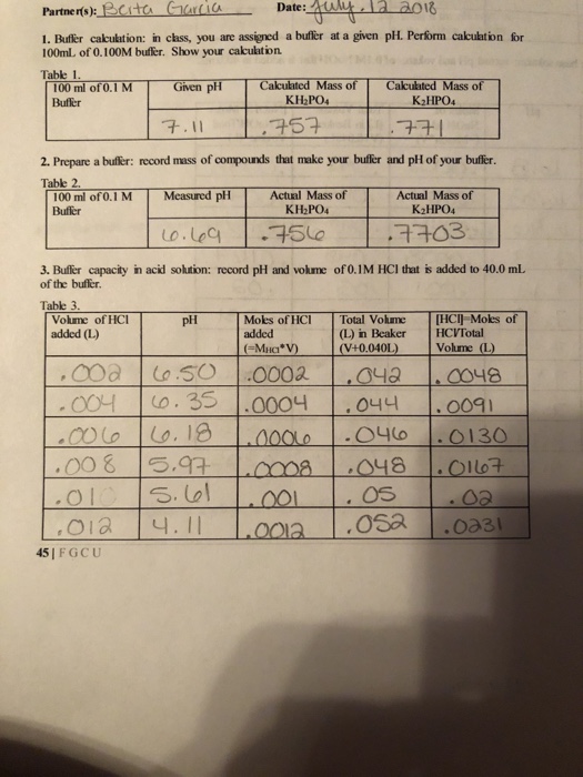 Solved Partnerts):Bcsta Caria 1. Bufler cakculation: in | Chegg.com