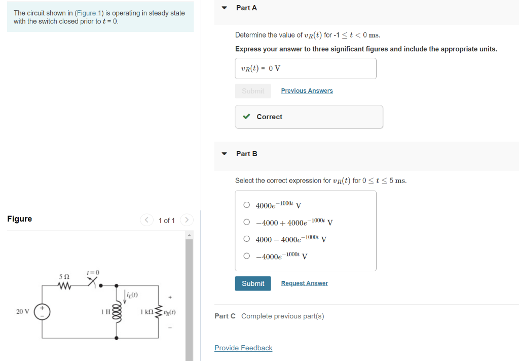 Solved Part A The circuit shown in (Figure 1) is operating | Chegg.com