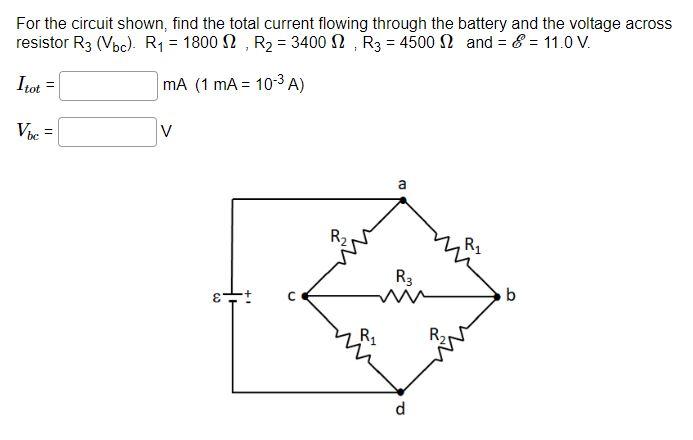 Solved For the circuit shown, find the total current flowing | Chegg.com