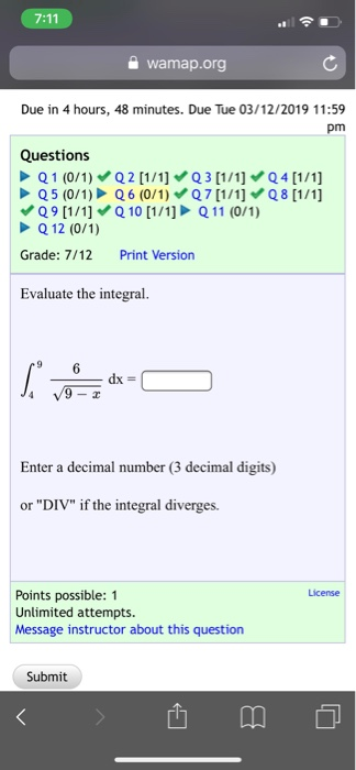 Solved a wamap.org wamap.org Home > Math 152 - Winter 2019 | Chegg.com