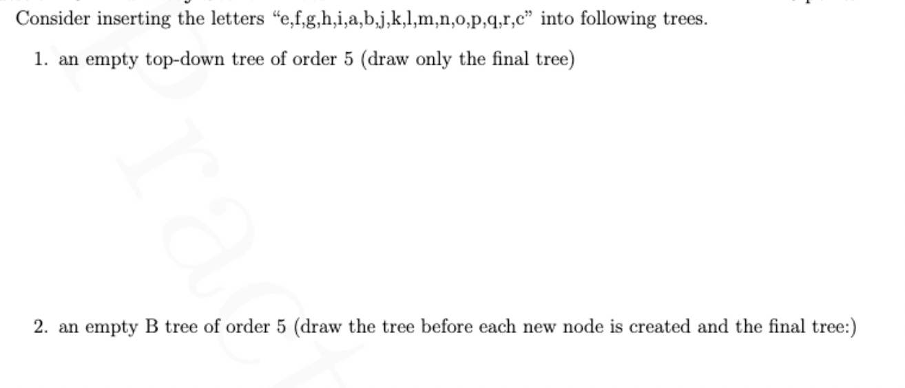 Consider inserting the letters | Chegg.com