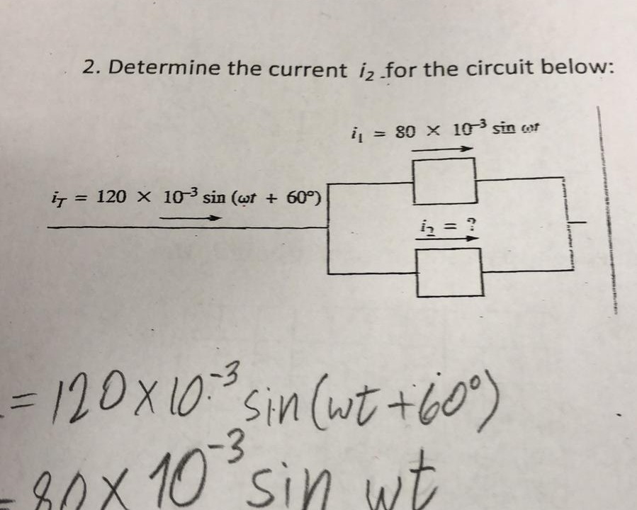 Solved 2. Determine the current i2.for the circuit below: i | Chegg.com