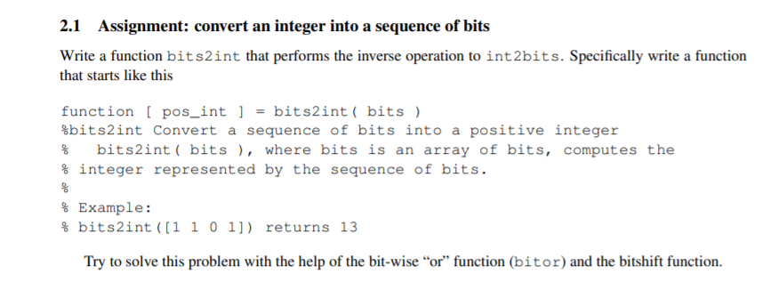 Solved 2.1 Assignment: convert an integer into a sequence of | Chegg.com