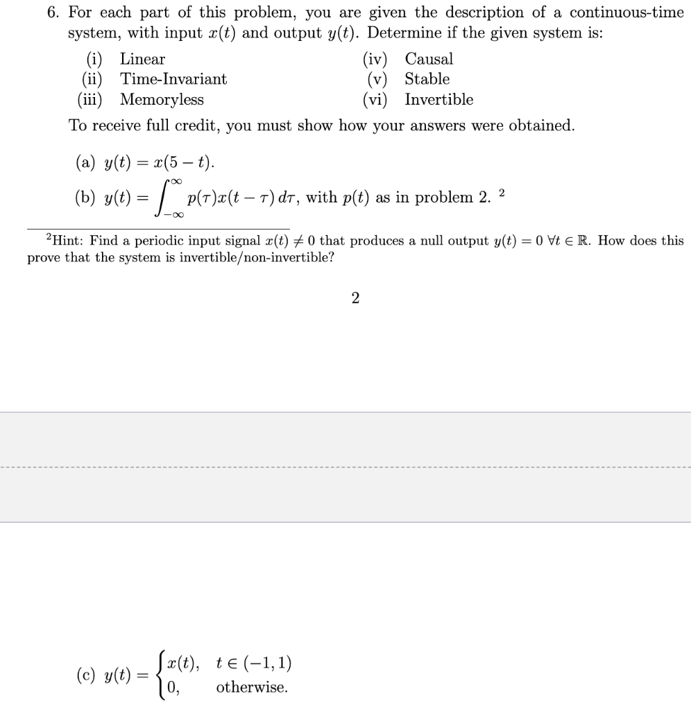 Solved 6 For Each Part Of This Problem You Are Given The
