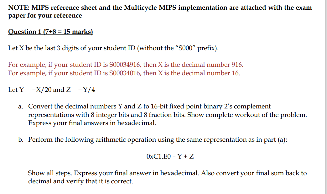 Solved NOTE: MIPS reference sheet and the Multicycle MIPS | Chegg.com