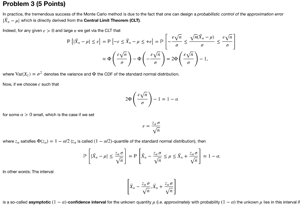 Python Homework 3: Monte Carlo Method The Monte Carlo | Chegg.com