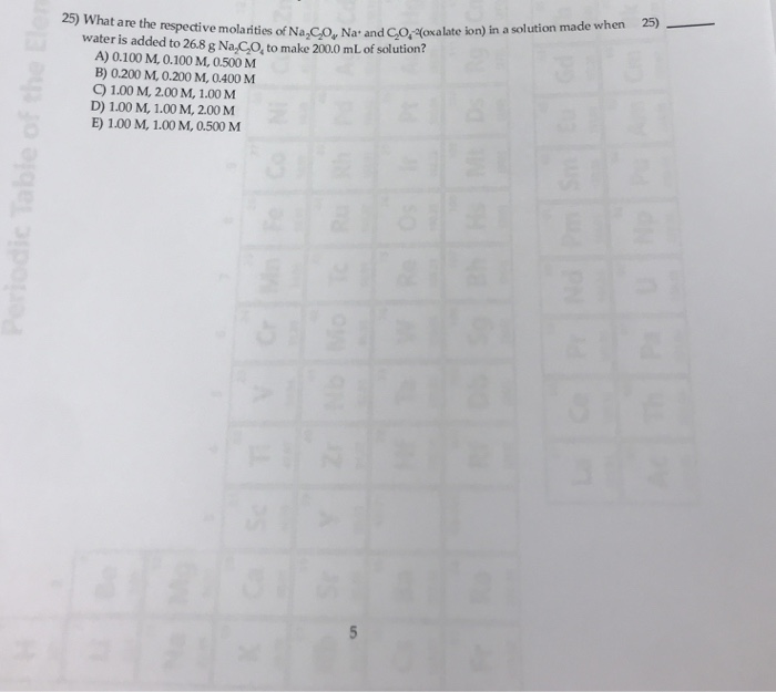 Solved 均一 molarities of Na2C Or Nar and COİÇxa late on) in a | Chegg.com