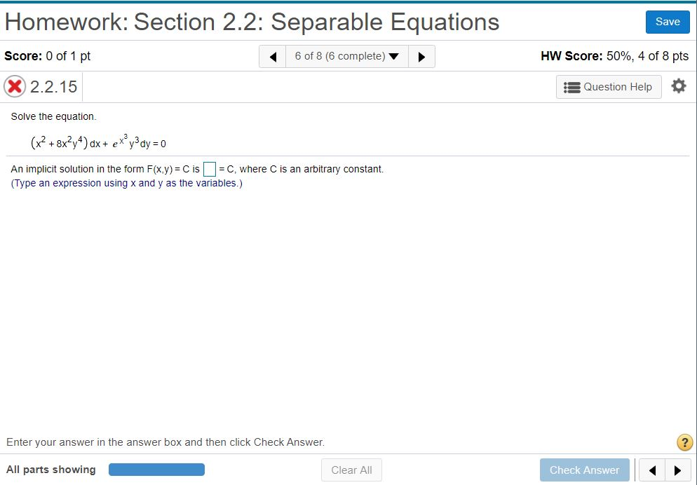 Solved Homework Section 2 2 Separable Equations Save