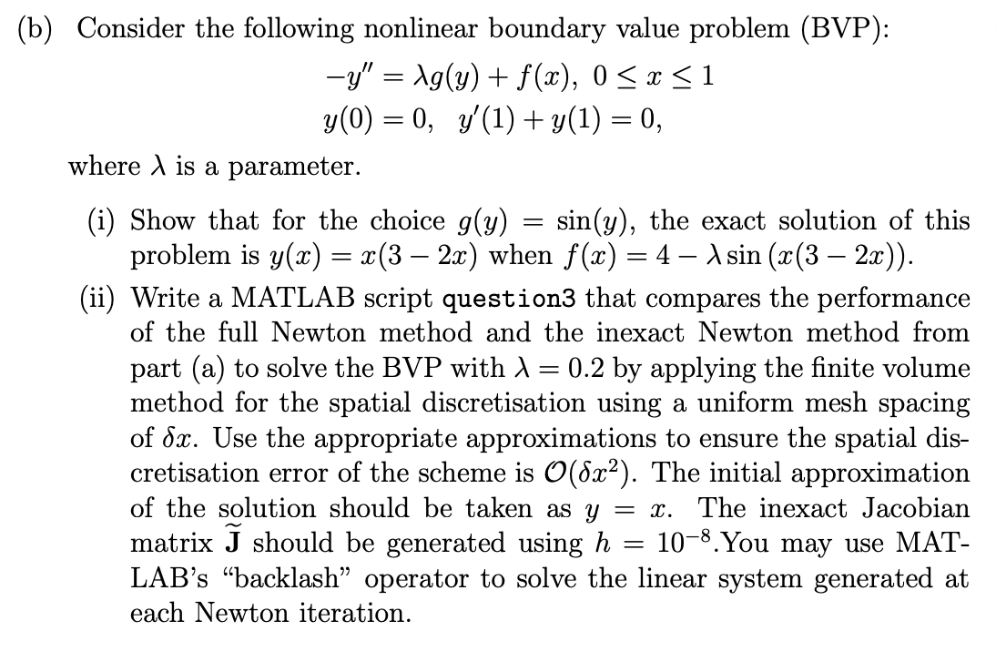 (b) Consider the following nonlinear boundary value | Chegg.com