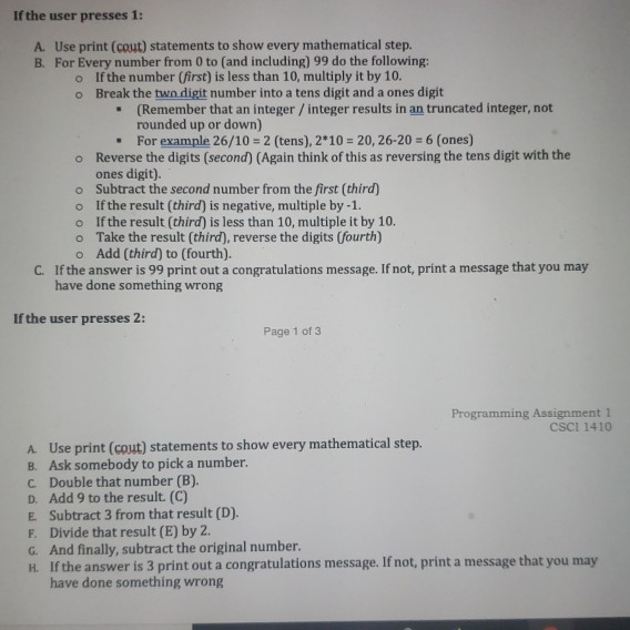 Solved Programming Assignment 1 Fundamentals of Computing | Chegg.com