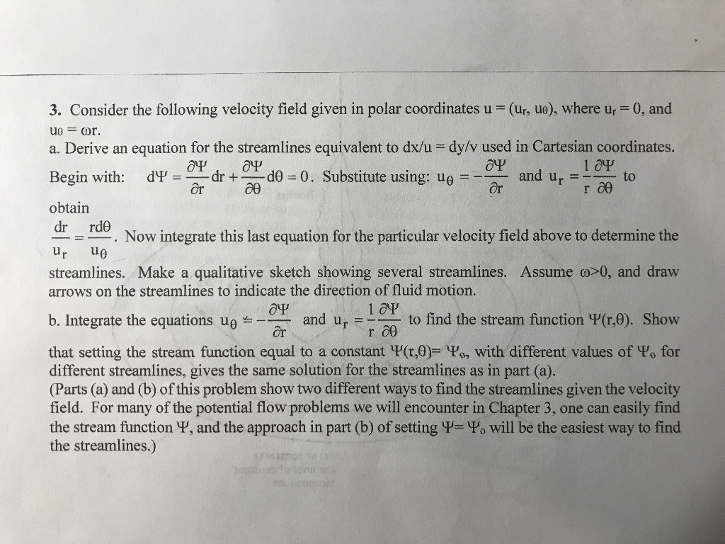 Solved 3. Consider the following velocity field given in | Chegg.com