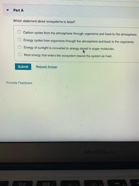 Solved Part A Which statement about ecosystems is false? | Chegg.com