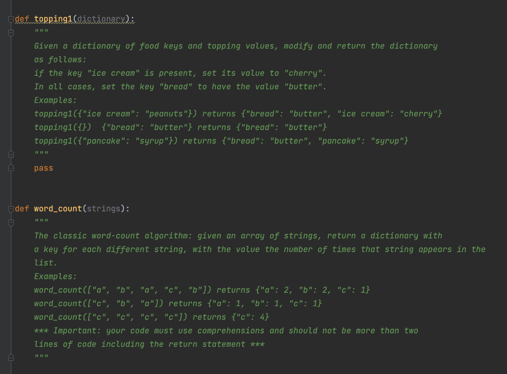Solved Edefutopping1(dictionary Given a dictionary of food | Chegg.com