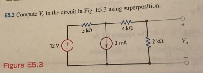 Solved E5.3 Compute V, in the circuit in Fig. E5.3 using | Chegg.com