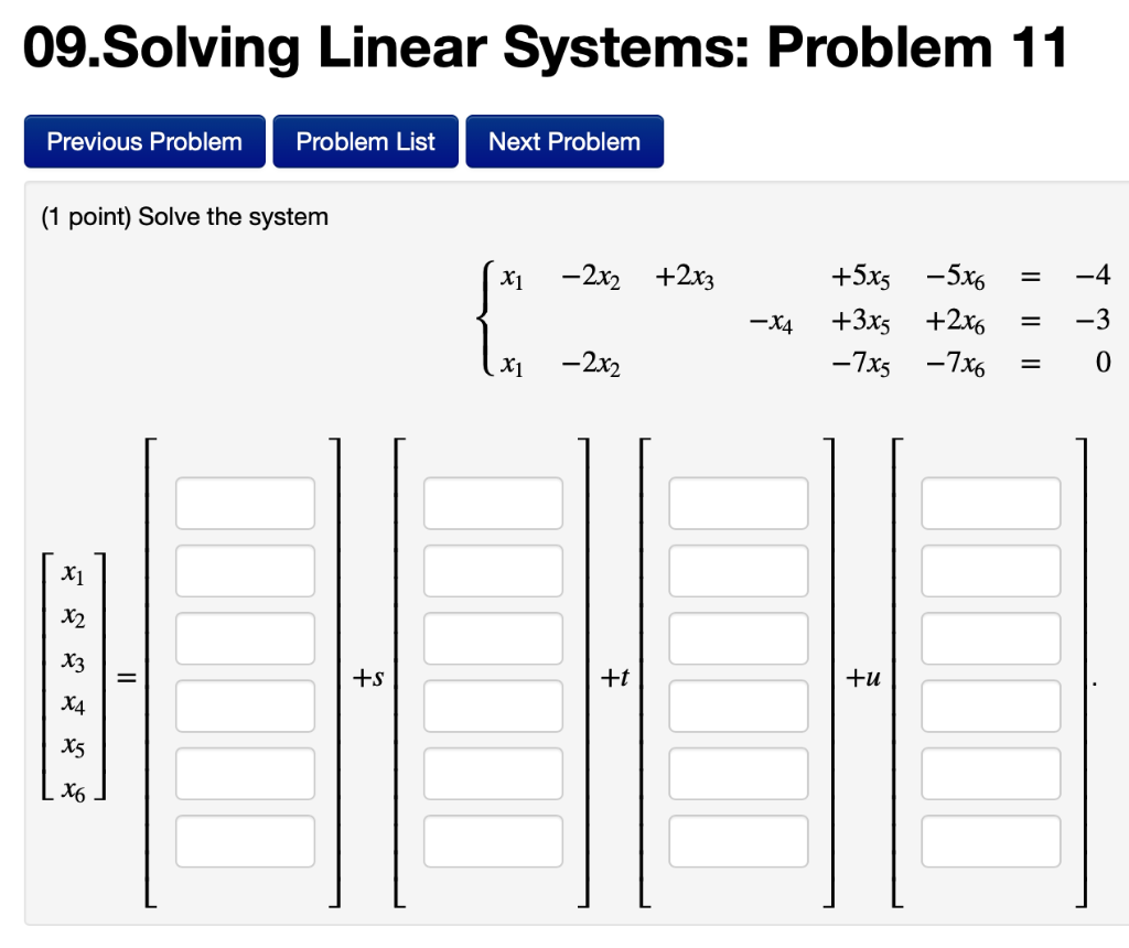 Solved 09solving Linear Systems Problem 11 Problem List 