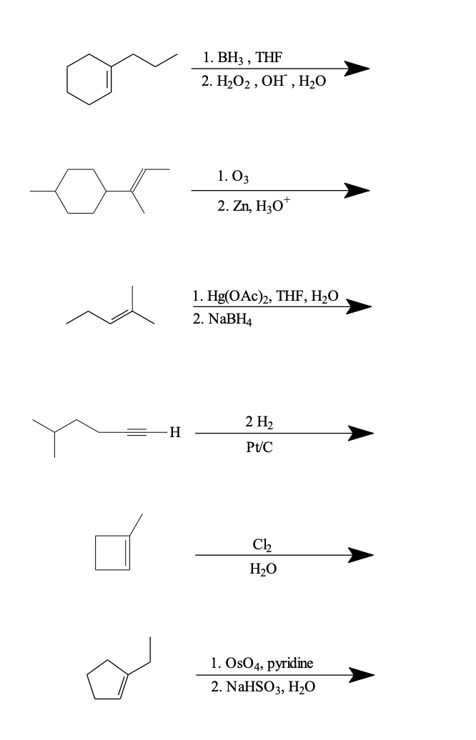 Solved 1. BH3 , THF 2. H2O2, OH ,H20 1.03 2. Zn, H30+ 1. | Chegg.com