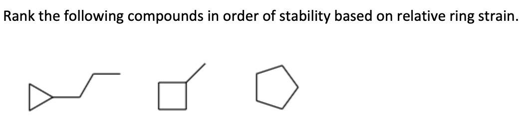 Solved Rank the following compounds in order of stability | Chegg.com