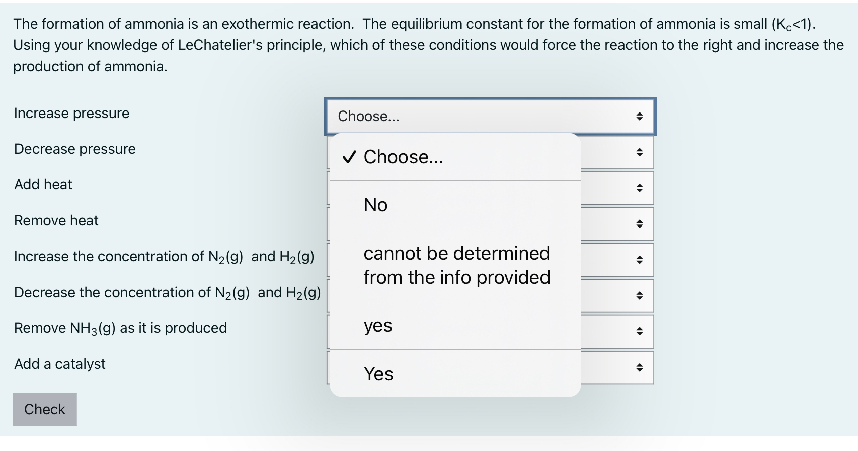 Solved The formation of ammonia is an exothermic reaction. | Chegg.com