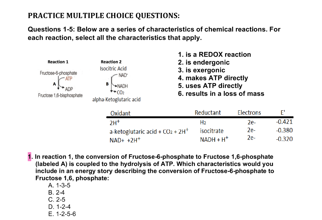 Solved PRACTICE MULTIPLE CHOICE QUESTIONS: Questions 1-5: | Chegg.com