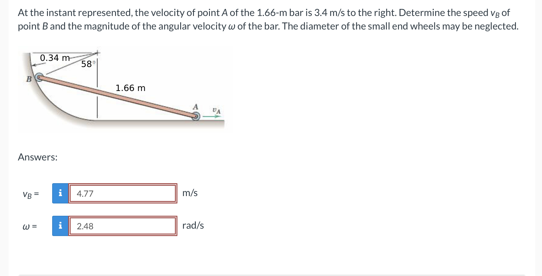 Solved At the instant represented, the velocity of point A | Chegg.com