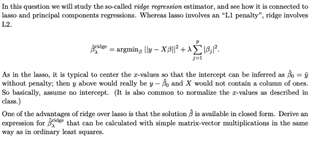In this question we will study the so-called ridge | Chegg.com
