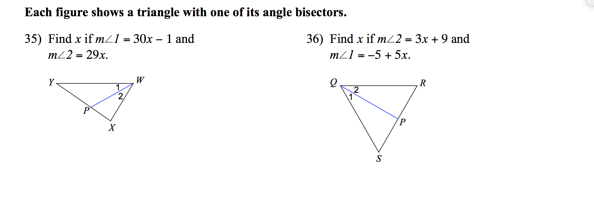 Solved Each figure shows a triangle with one of its angle | Chegg.com