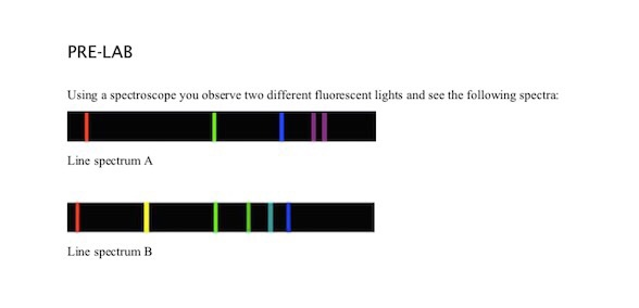 PRE-LAB Using a spectroscope you observe two | Chegg.com