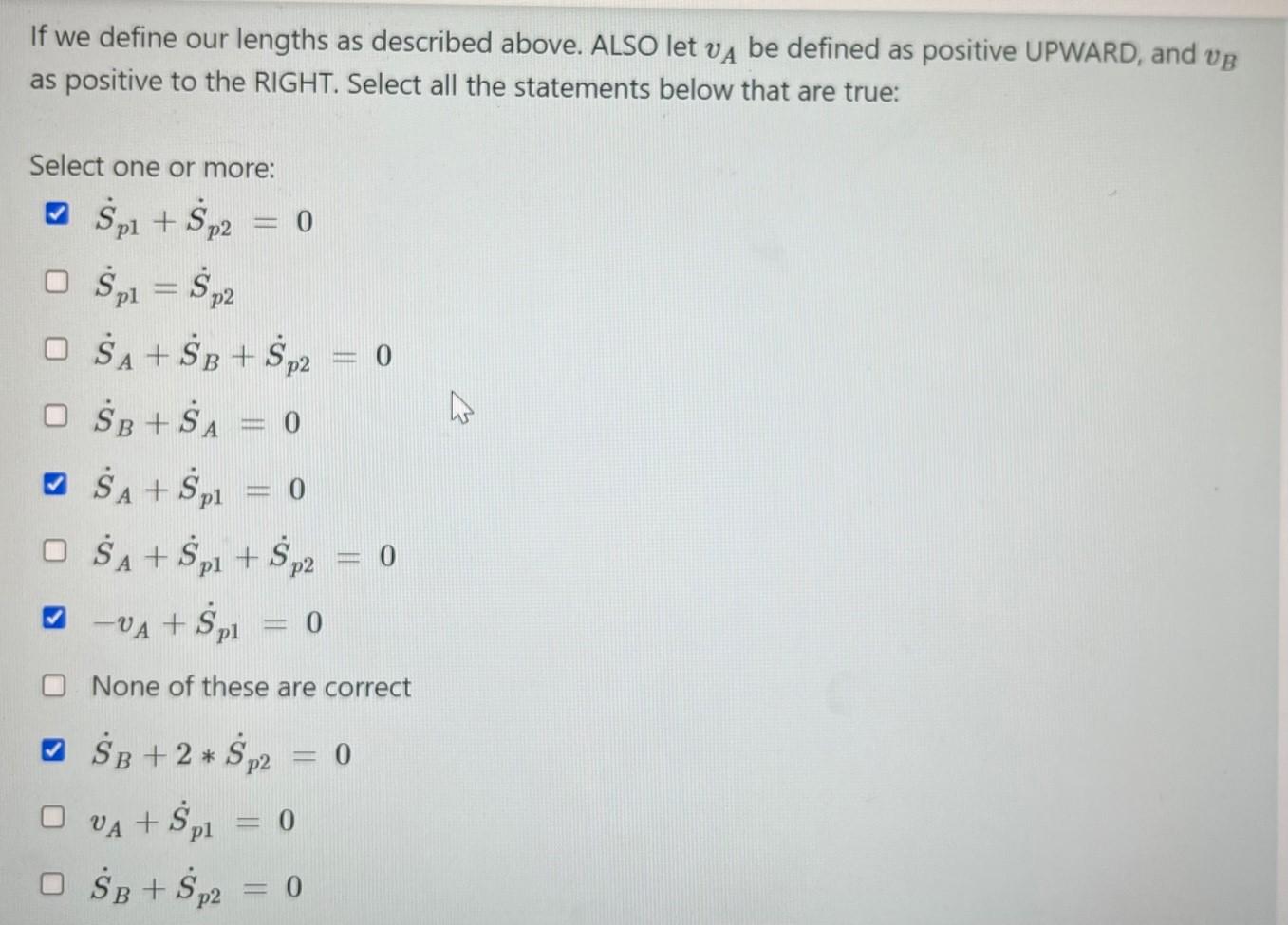 Solved Sp2 Spi B SB SA A If we define our lengths as shown | Chegg.com