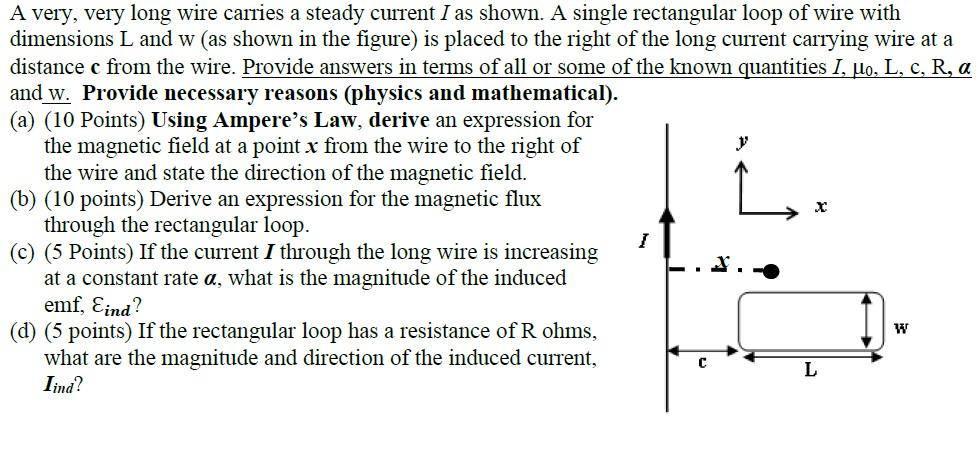 Solved A very, very long wire carries a steady current I as | Chegg.com
