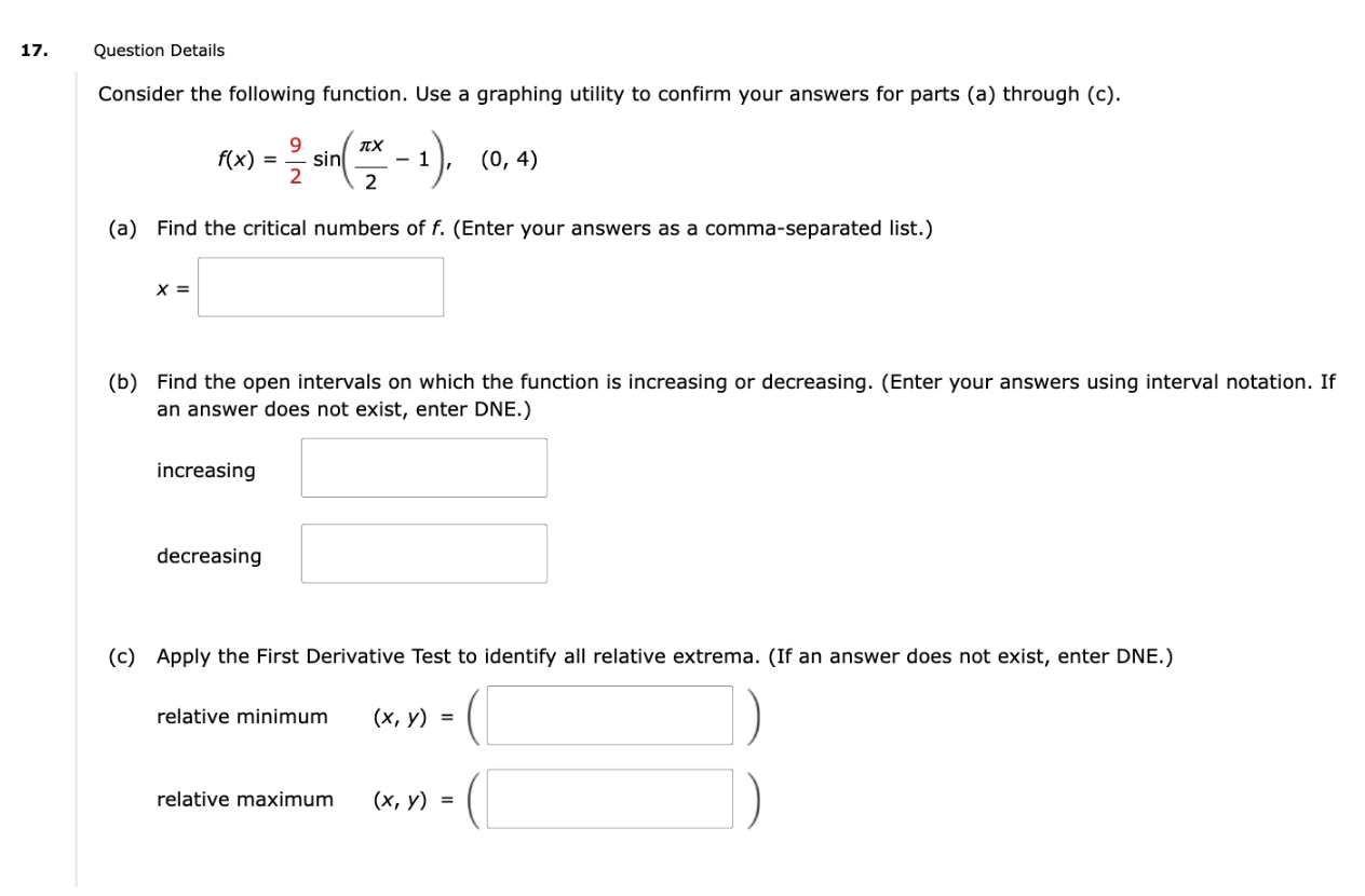 Solved Question Details Consider the following function. Use | Chegg.com