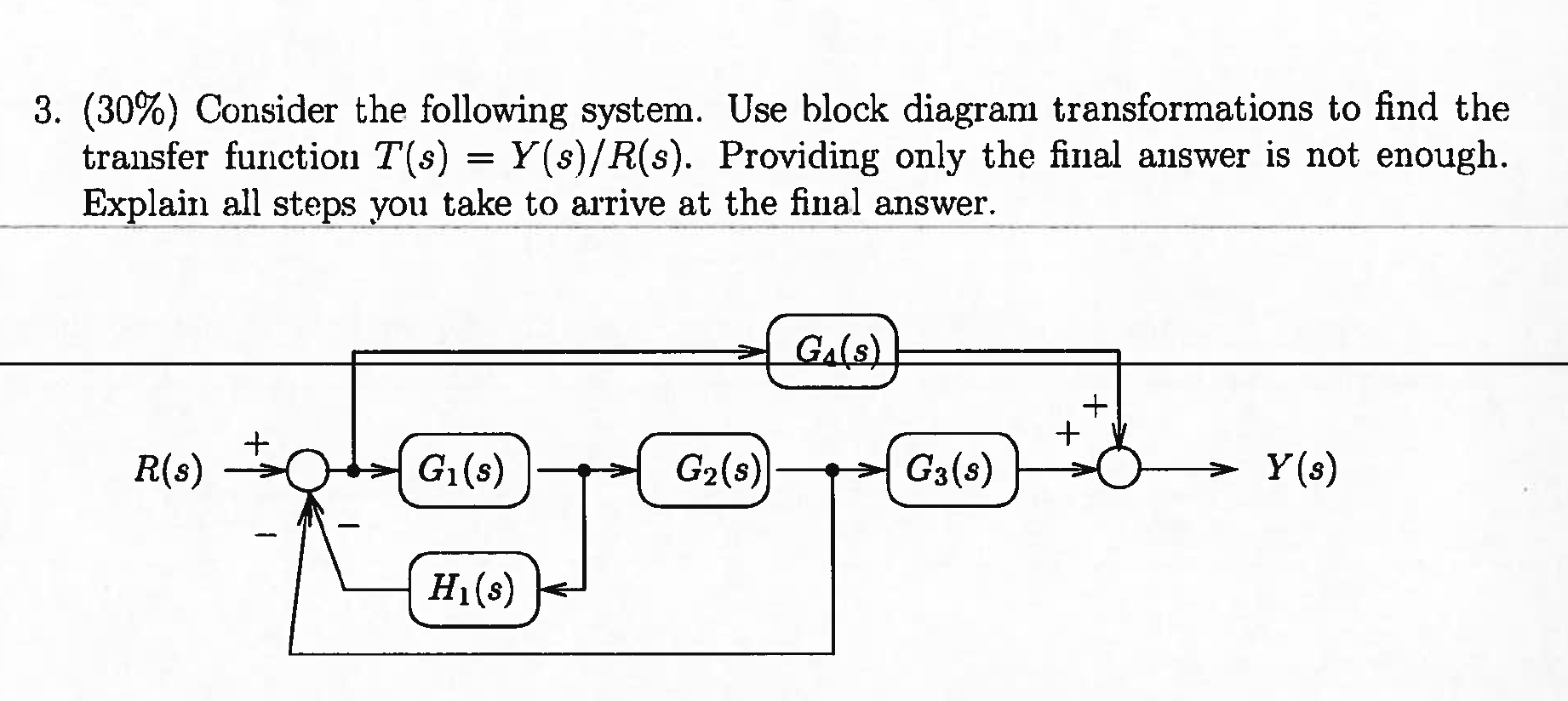 Solved 3. (30\%) Consider the following system. Use block | Chegg.com
