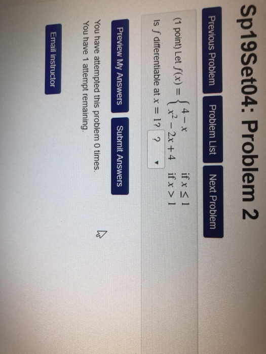 Solved Sp19Set04: Problem 2 Previous Problem Problem List | Chegg.com