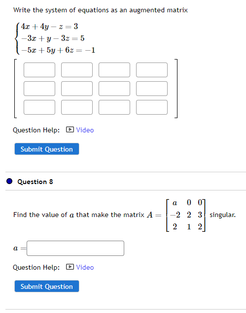 Solved Write the system of equations as an augmented matrix | Chegg.com