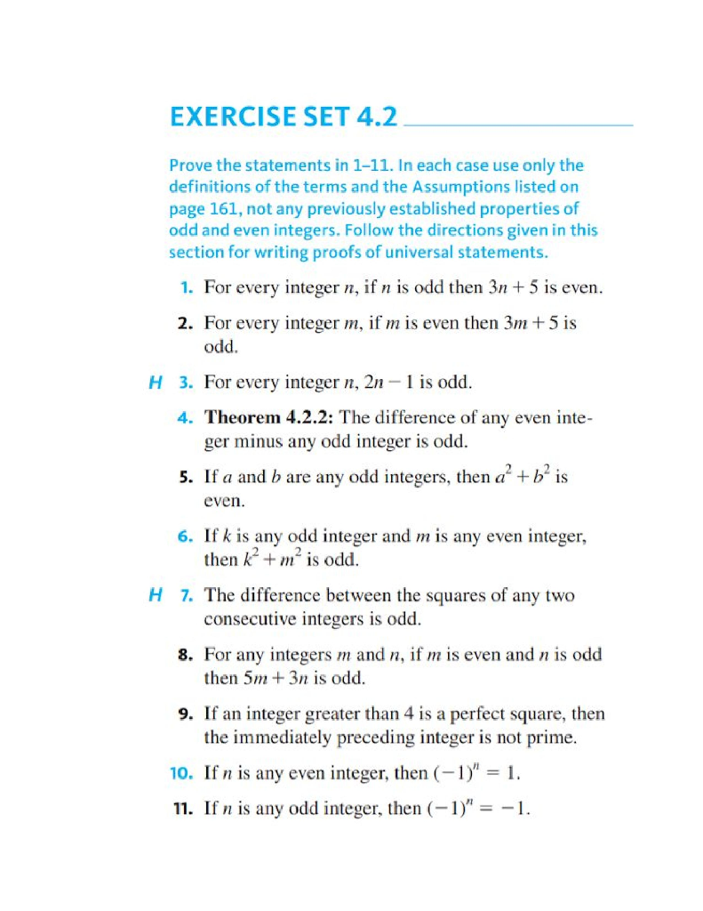 Solved EXERCISE SET 4.2 Prove the statements in 1-11. In | Chegg.com