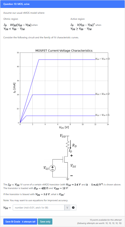 Solved Assume cur usual nMOS model where Ohrnic region | Chegg.com