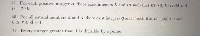 Solved 47. For each positive integer n, there exist integers | Chegg.com