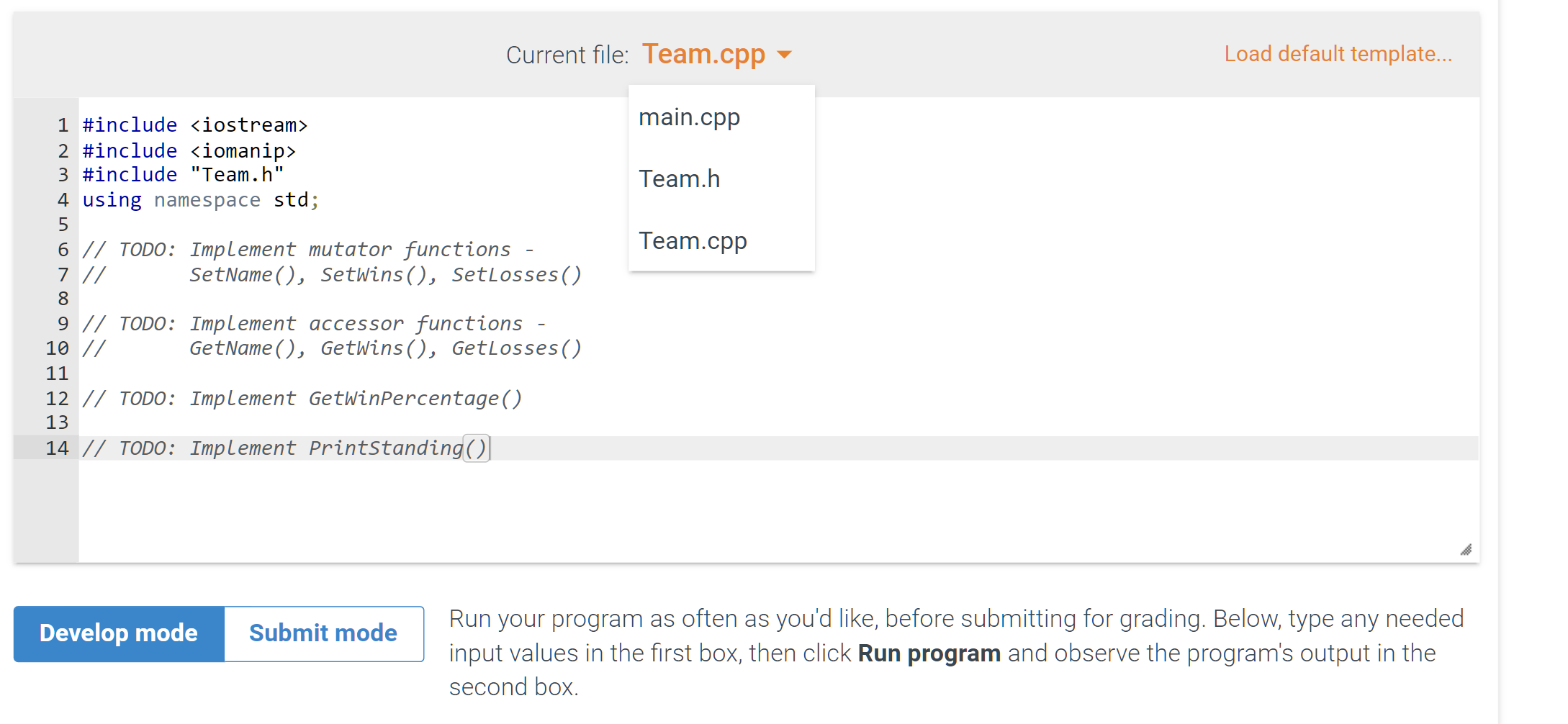 [Solved]: c++ please. thank you! Part 2: Given main(), def