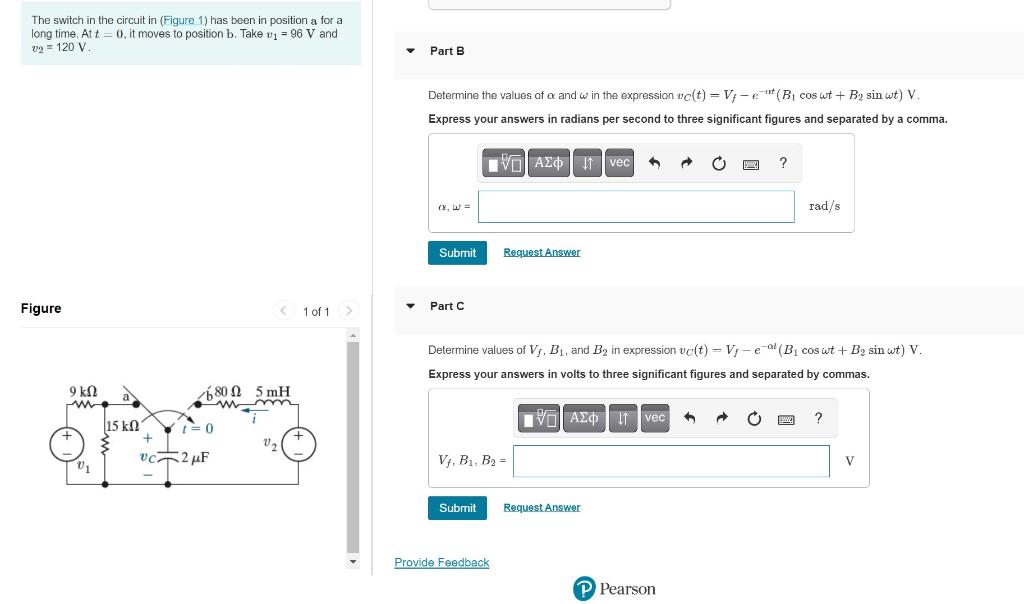 Solved The switch in the circuit in (Figure 1) has been in | Chegg.com