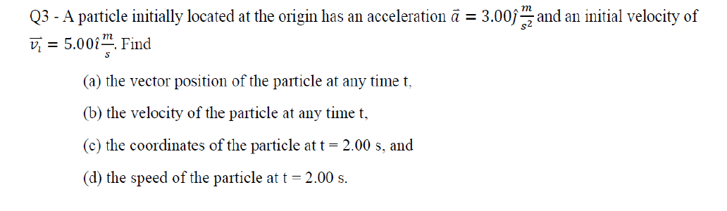 Solved Q3 - ﻿A particle initially located at the origin has | Chegg.com